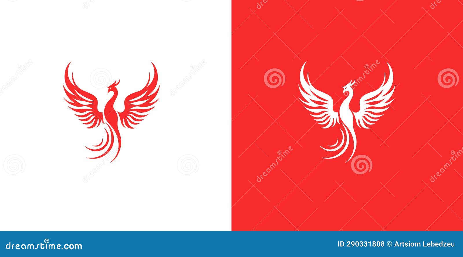 Abstract Red and White Phoenix Logo Design Template on Red and White ...