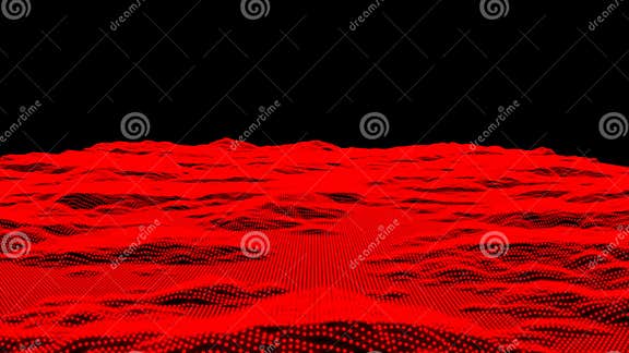 Abstract Red Wireframe Landscape Background. Cyberspace Grid. 3d ...