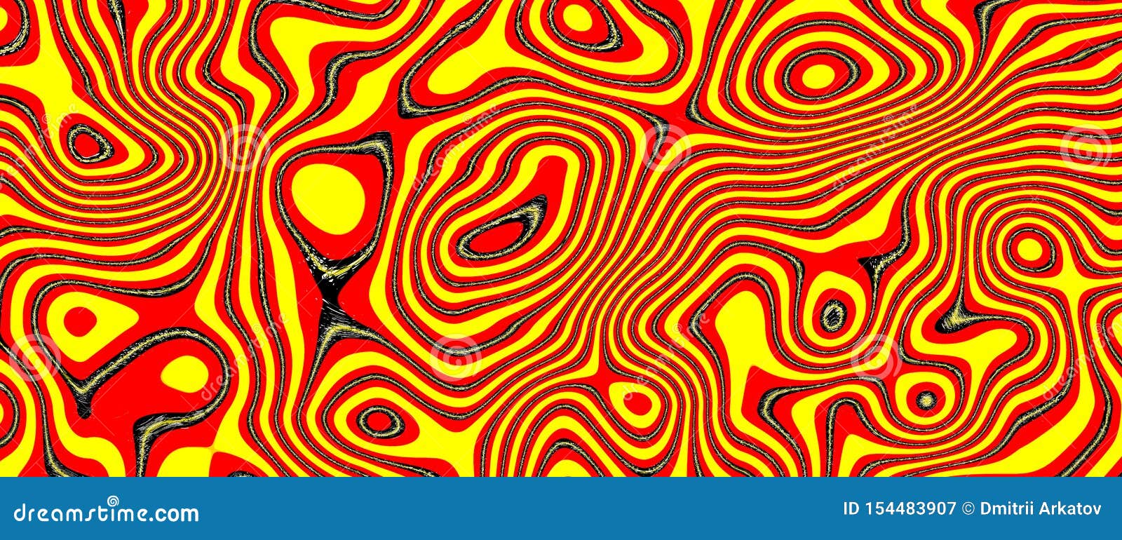 Abstract Red Yellow Drawing. 3D Render Stock Illustration ...