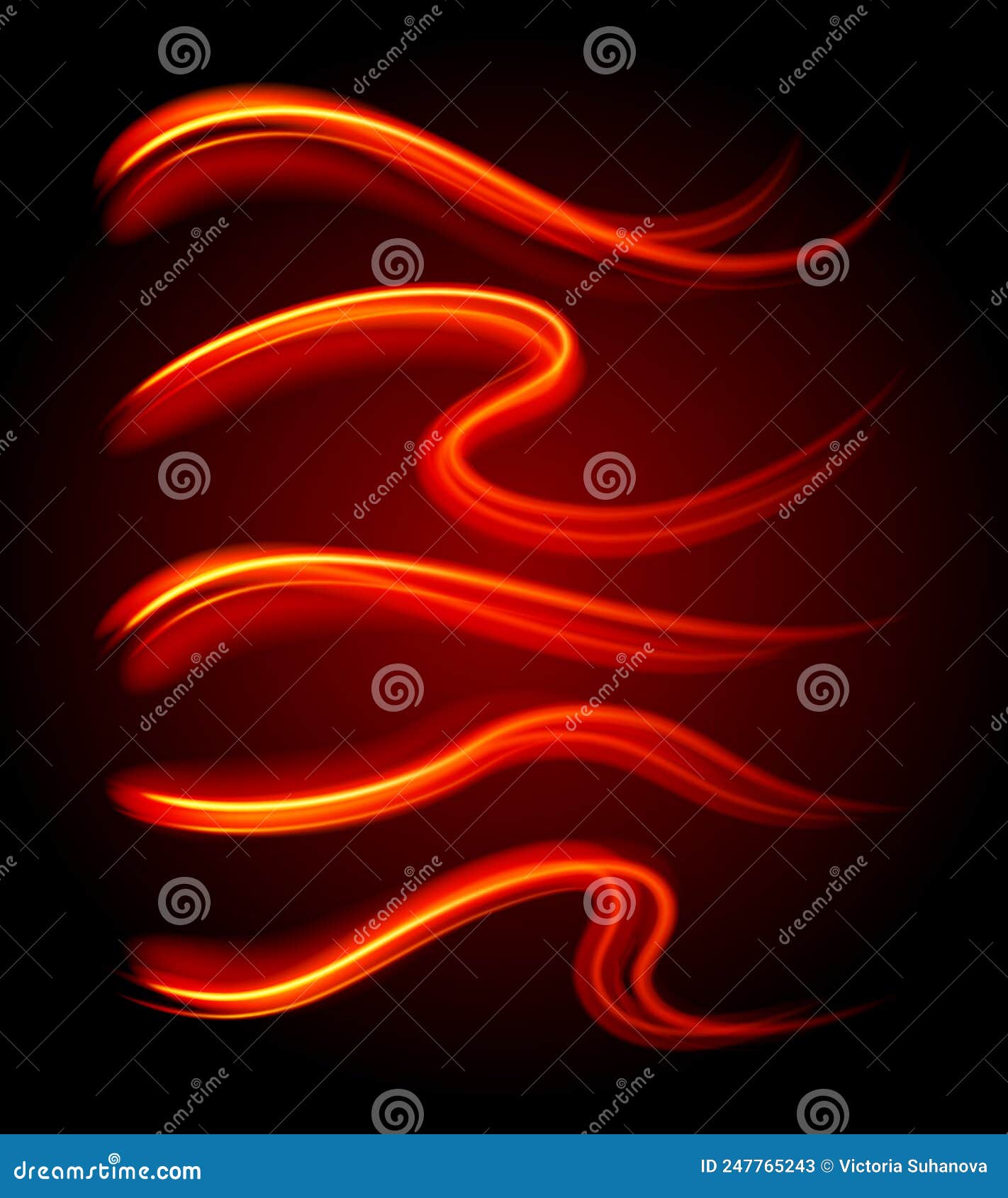 Abstract Red Yellow Gradient Curved Line Smooth Burning Effect Dynamic ...
