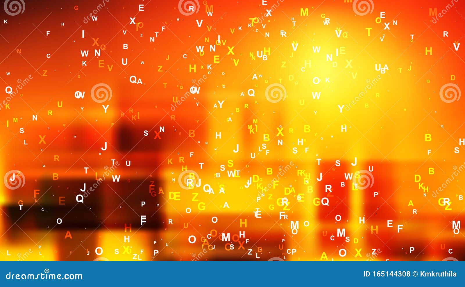 Red And Yellow Scattered Alphabet Letters Background Vector ...