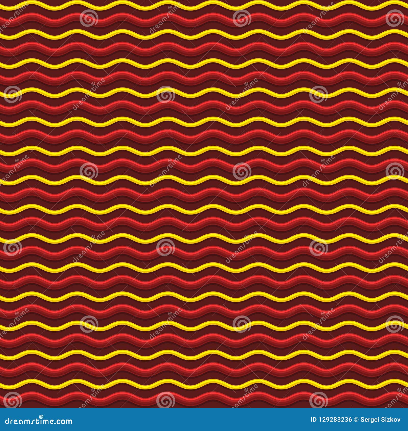 Abstract Red and Yellow Waves Seamless Pattern Background. Vector Stock ...