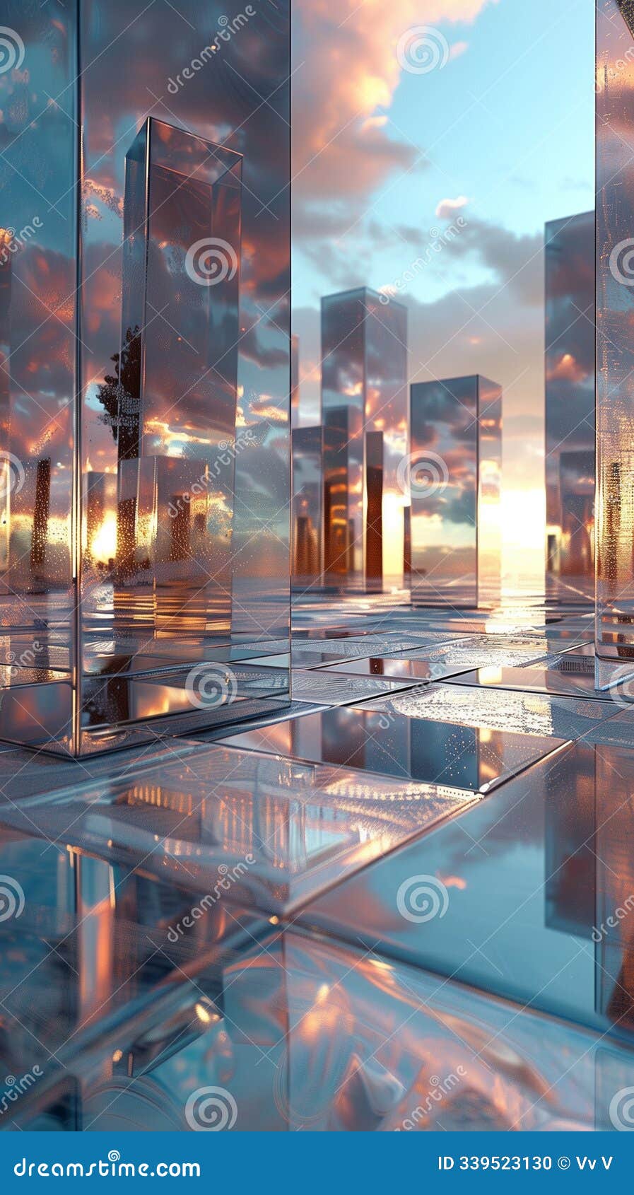 Abstract Reflection of Clouds in Glassy Urban Landscape Stock ...