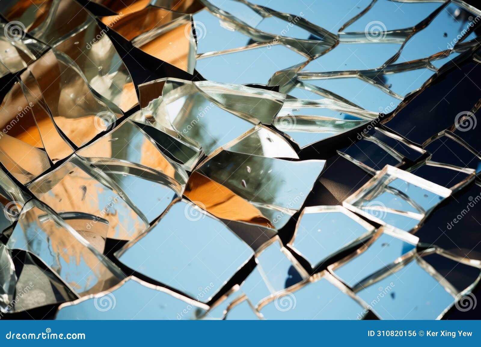 An Abstract Reflection of Distorted Patterns in a Broken Mirror Stock ...