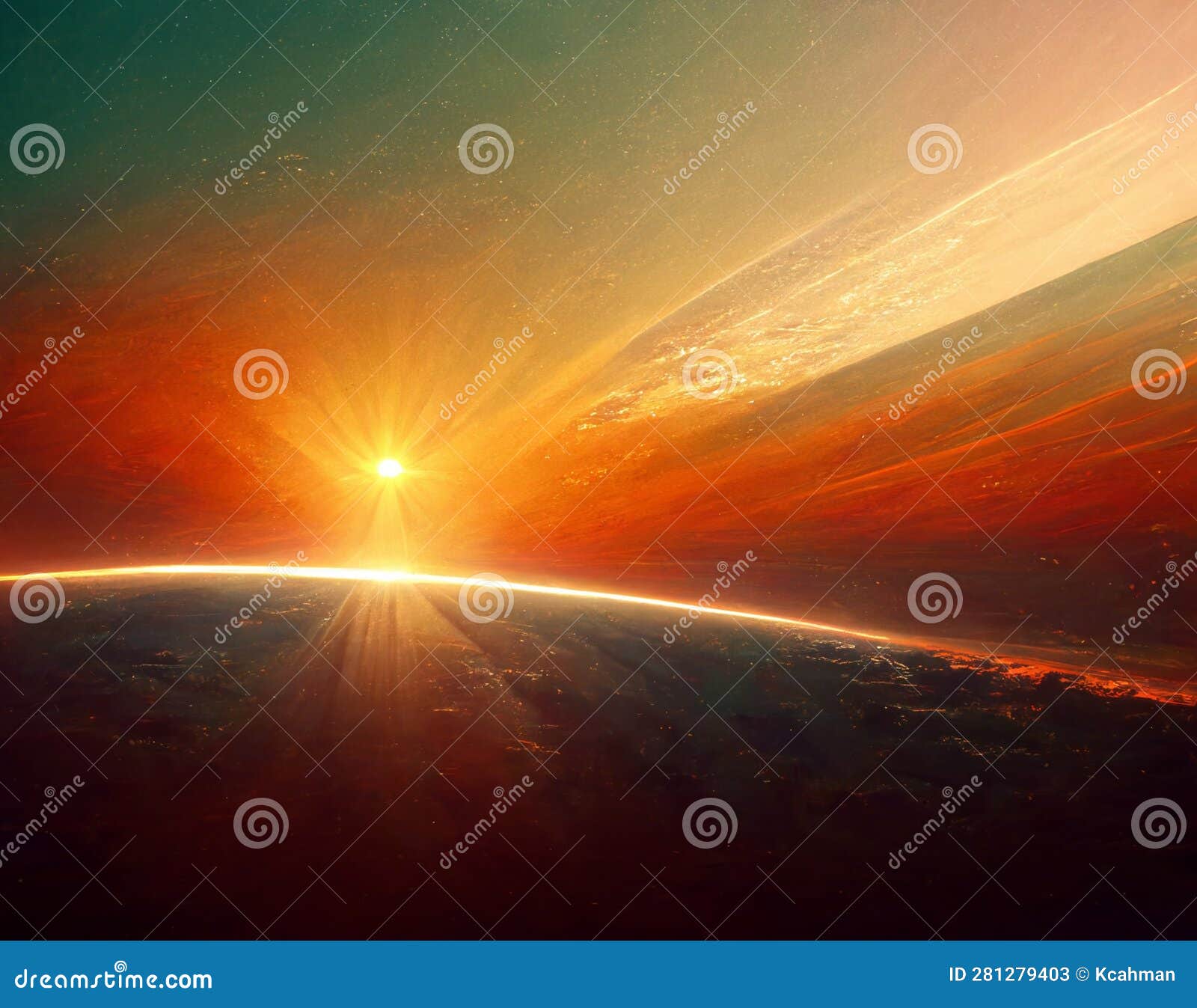 Abstract Reflection of the Earth S Arc from the Setting Sun. Generative ...