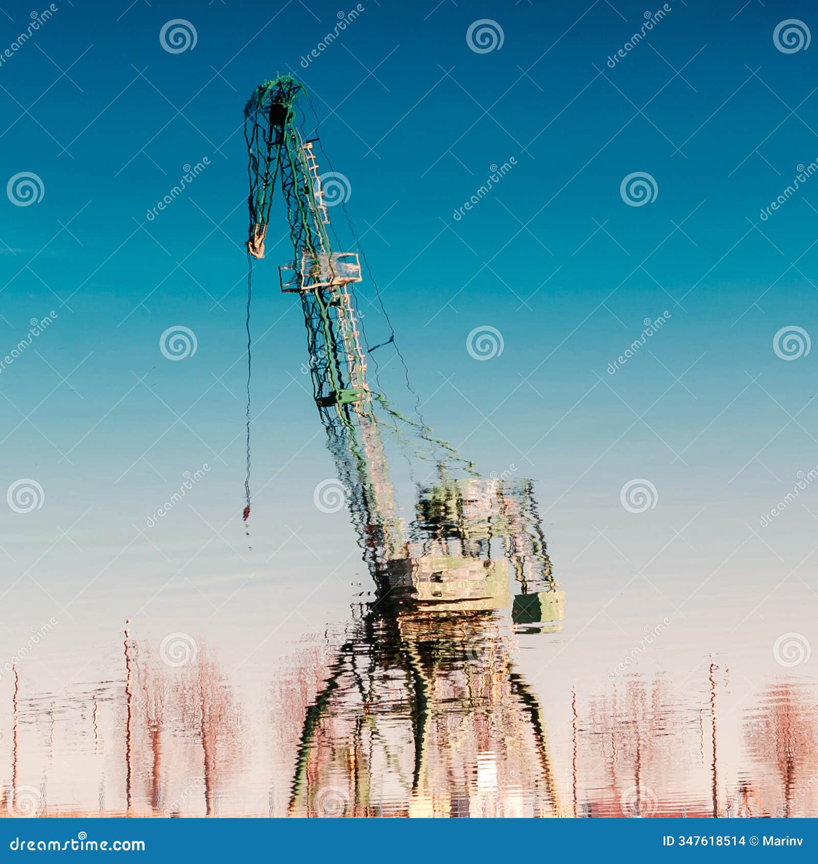Abstract Reflection of Industrial Crane on Water Stock Photo - Image of ...