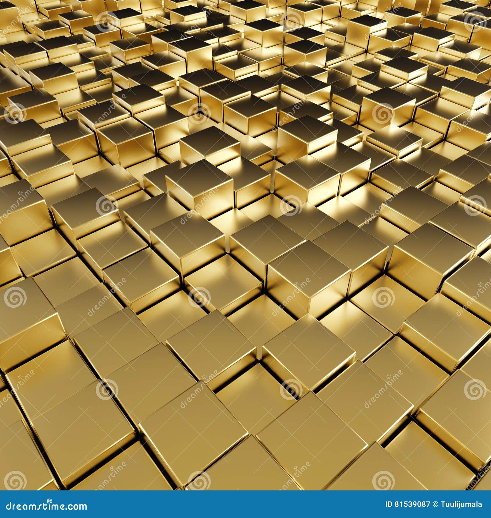 Abstract Reflective Gold Cubes Modern Background. Stock Illustration ...