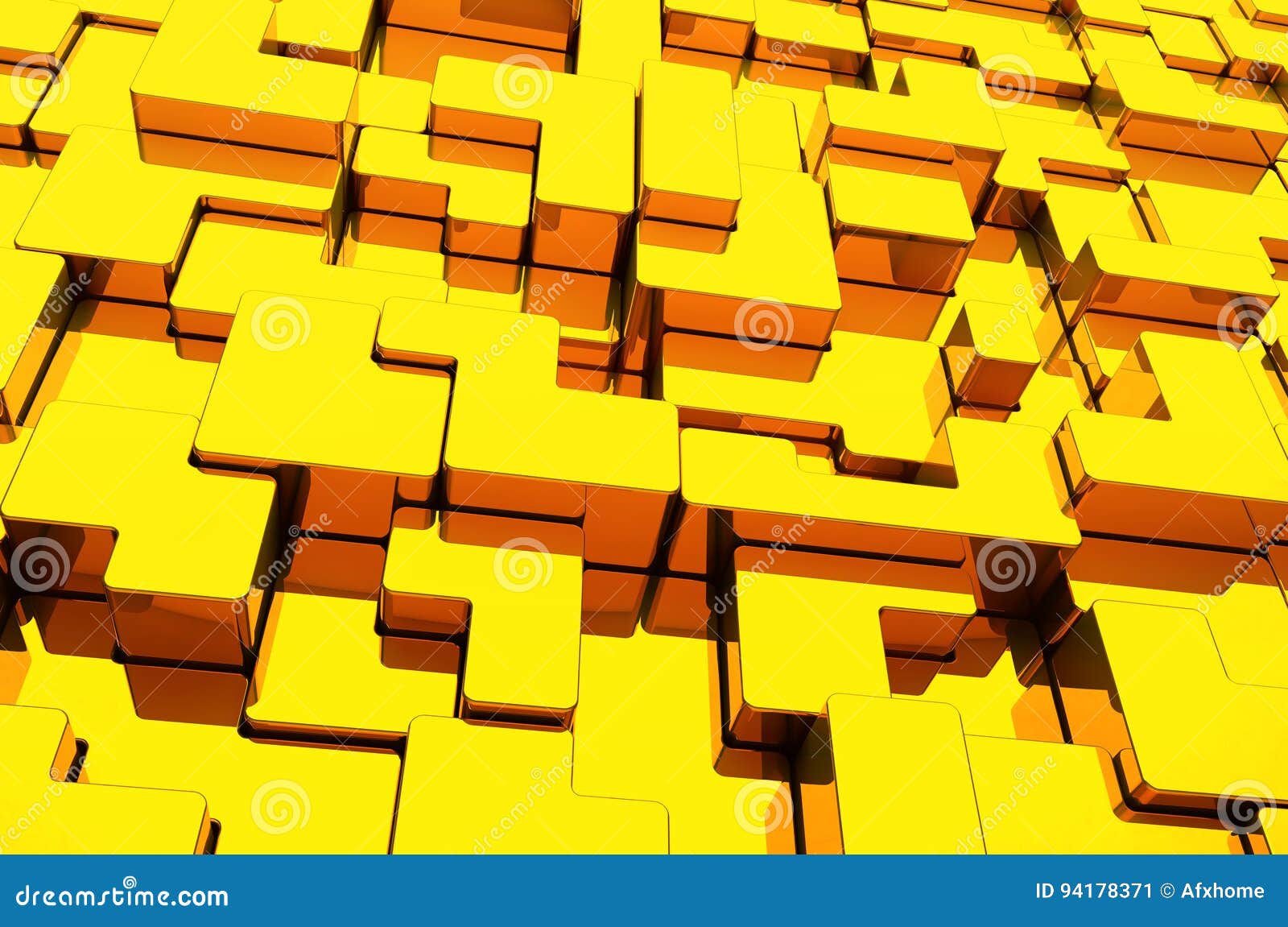 Abstract Reflective Gold Rounded Bars Background. 3D Rendering. Stock ...
