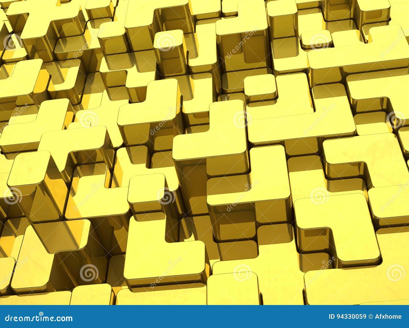 Abstract Reflective Gold Rounded Bars Background. 3D Rendering. Stock ...