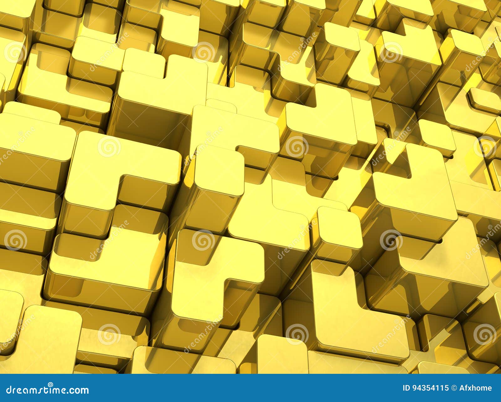 Abstract Reflective Gold Rounded Bars Background. 3D Rendering. Stock ...