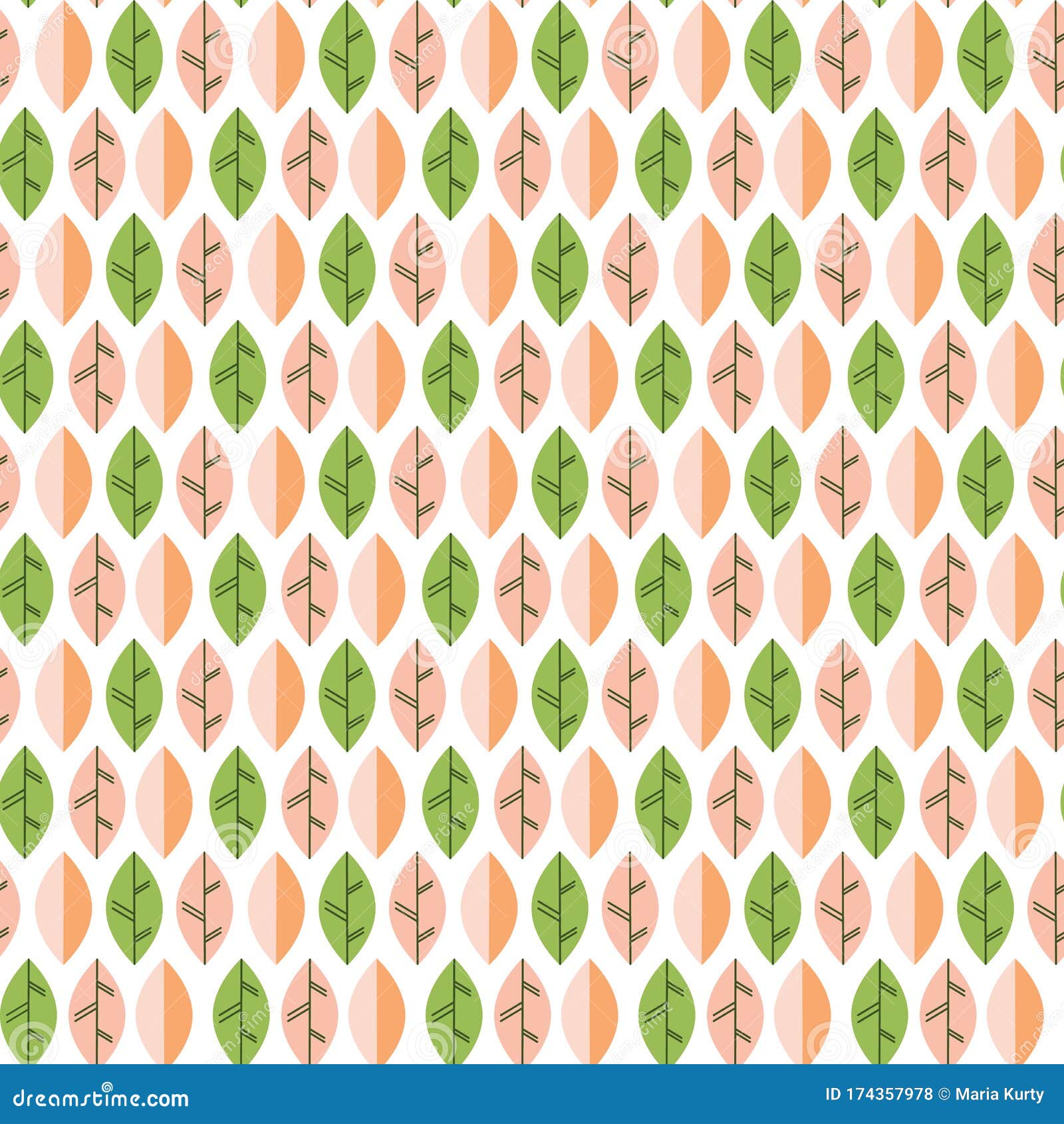 Abstract Vector Pattern with Pink - Green Leaves Stock Vector ...
