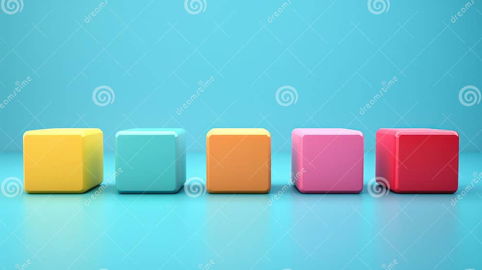 Vibrant 3D Cubes in a Spectrum of Colors - Abstract Render Stock ...