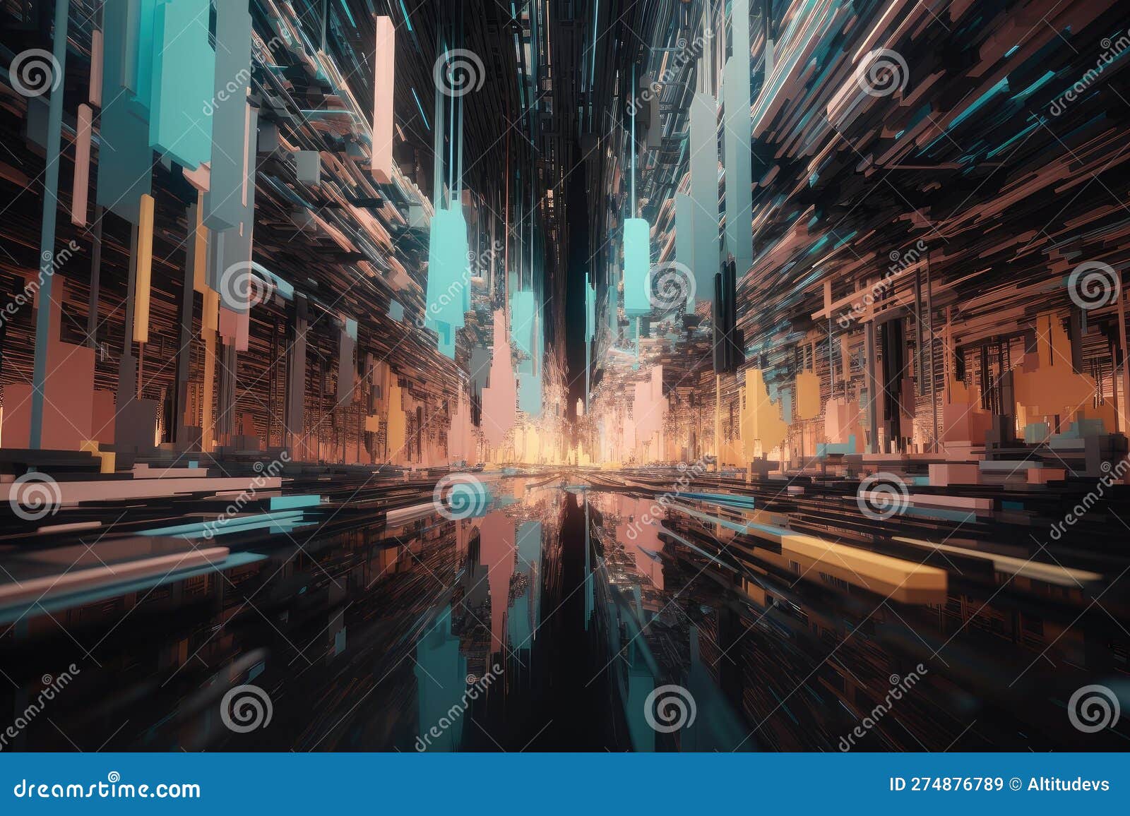 Abstract Render of Glitchy Digital Environment, with Hidden Details and ...