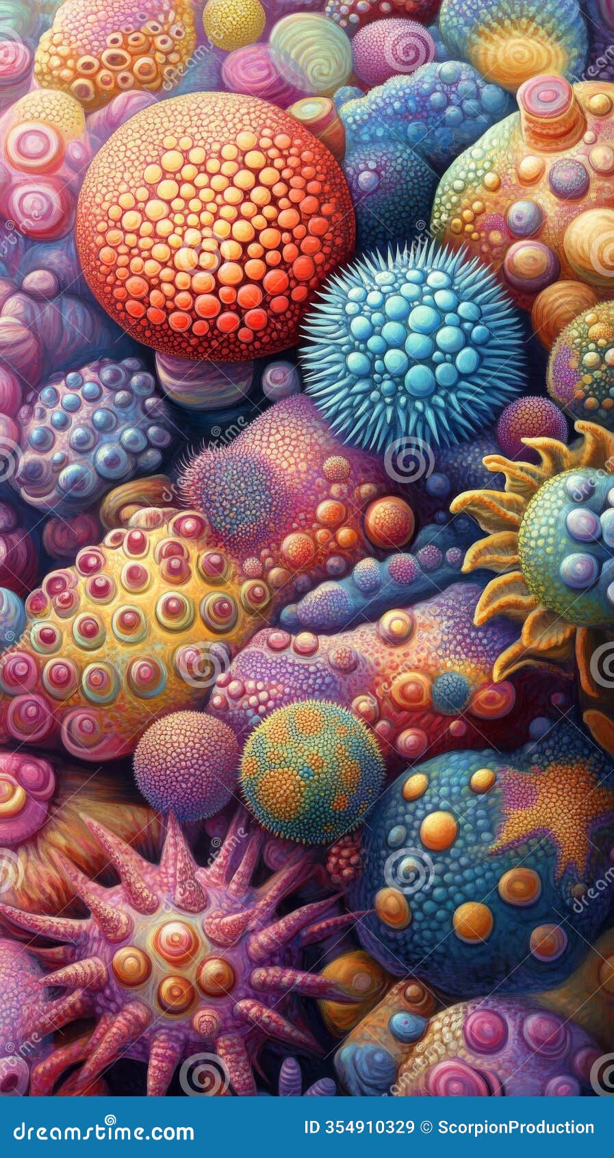 Abstract Render of Vibrant Spheres with Spiky Textures Stock ...