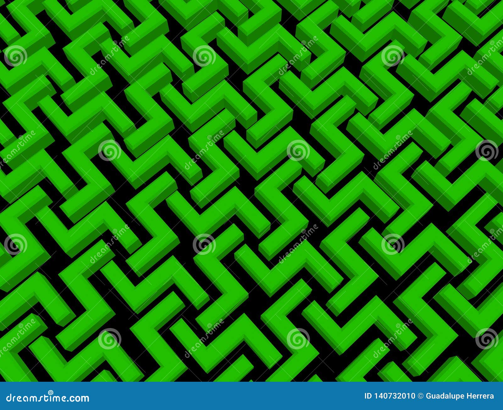 Blocks Backgrond Green with Black Render Abstract Stock Illustration ...