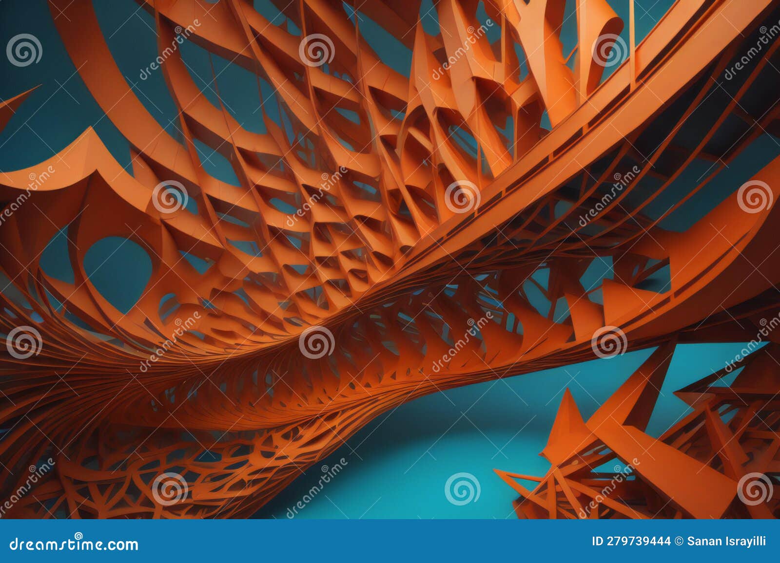 Abstract Rendering of Chaotic Structure. Futuristic Background with ...