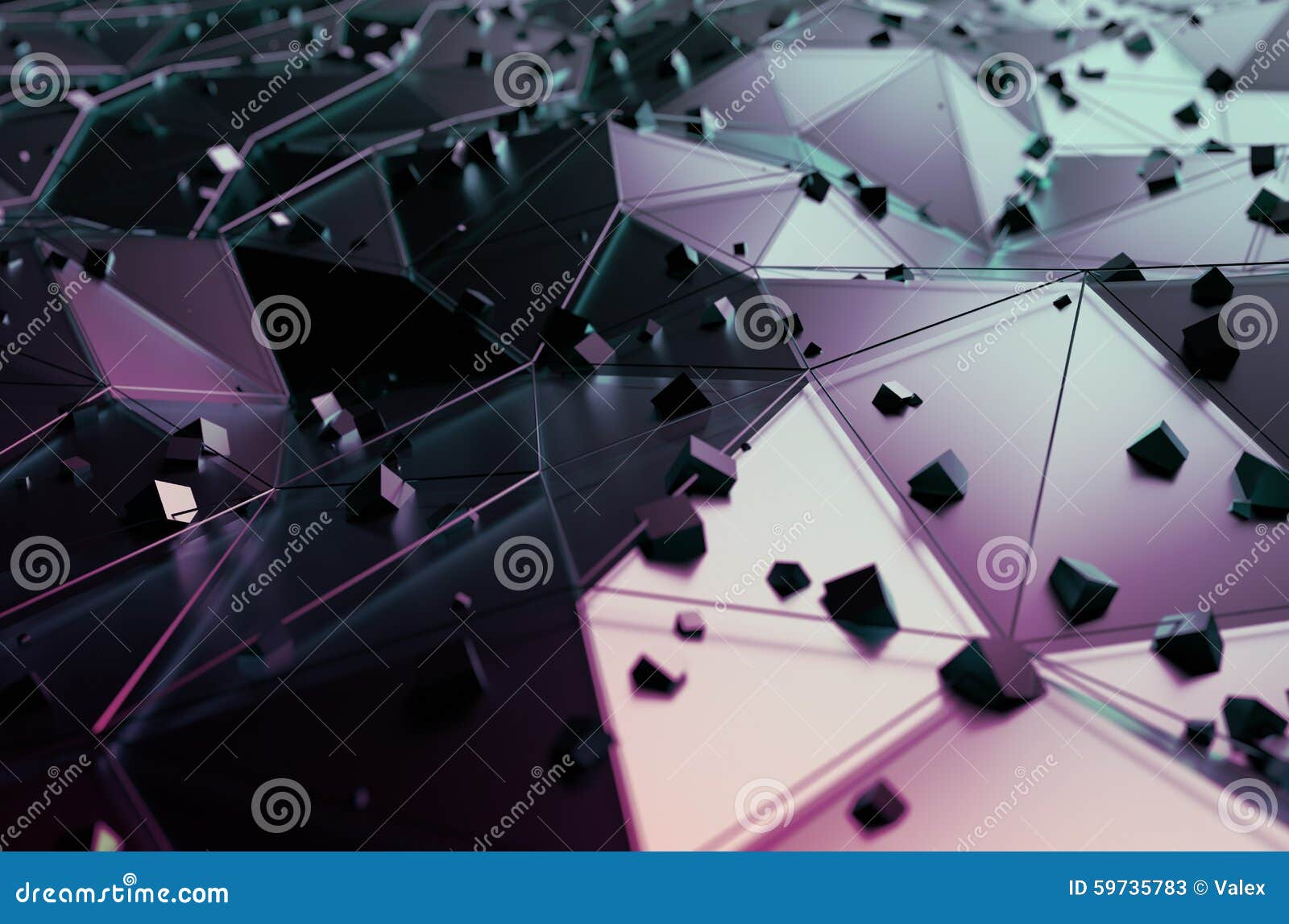 Abstract Rendering of Surface with Random Cubes Stock Illustration ...