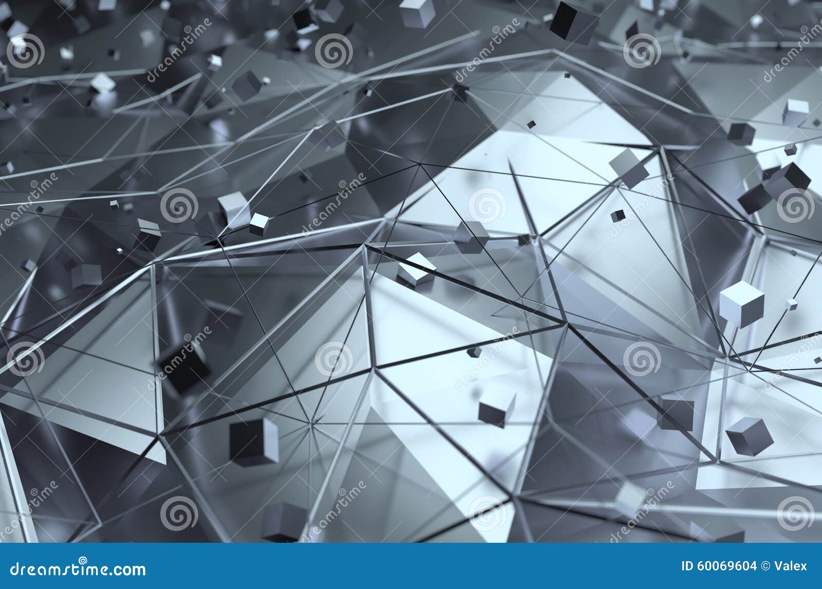 Abstract Rendering of Surface with Random Cubes Stock Illustration ...