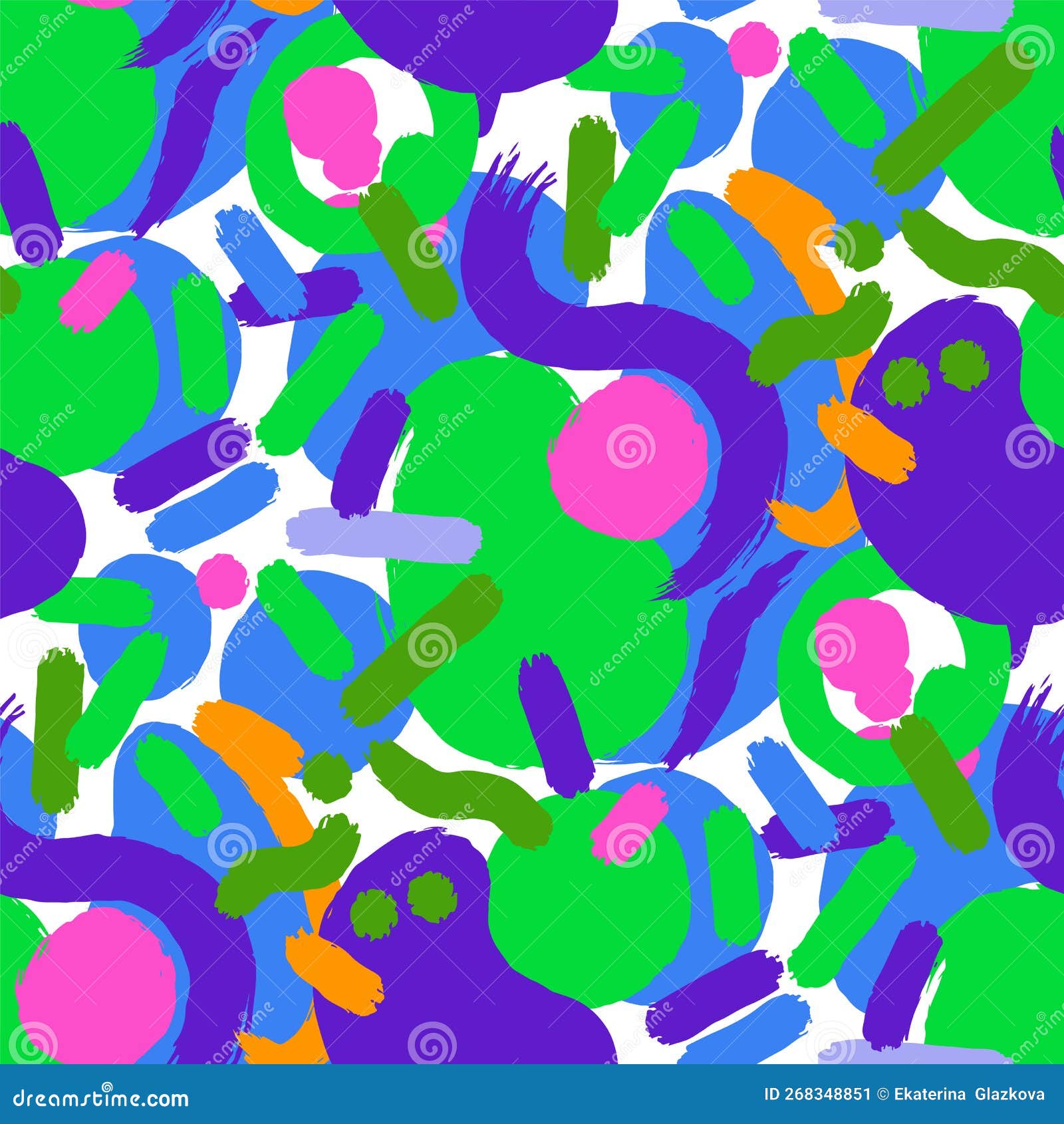 Abstract Repeated Seamless Pattern of Various Bright Curvy Shapes Stock ...