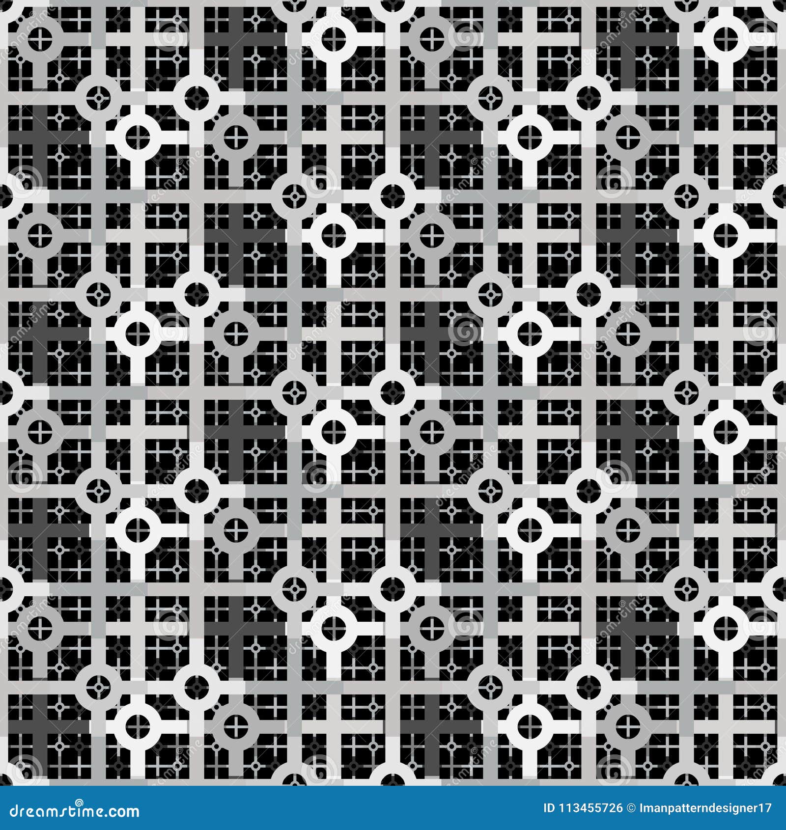 Grey Colors Futuristic Geometric Repeating Pattern Stock Vector ...