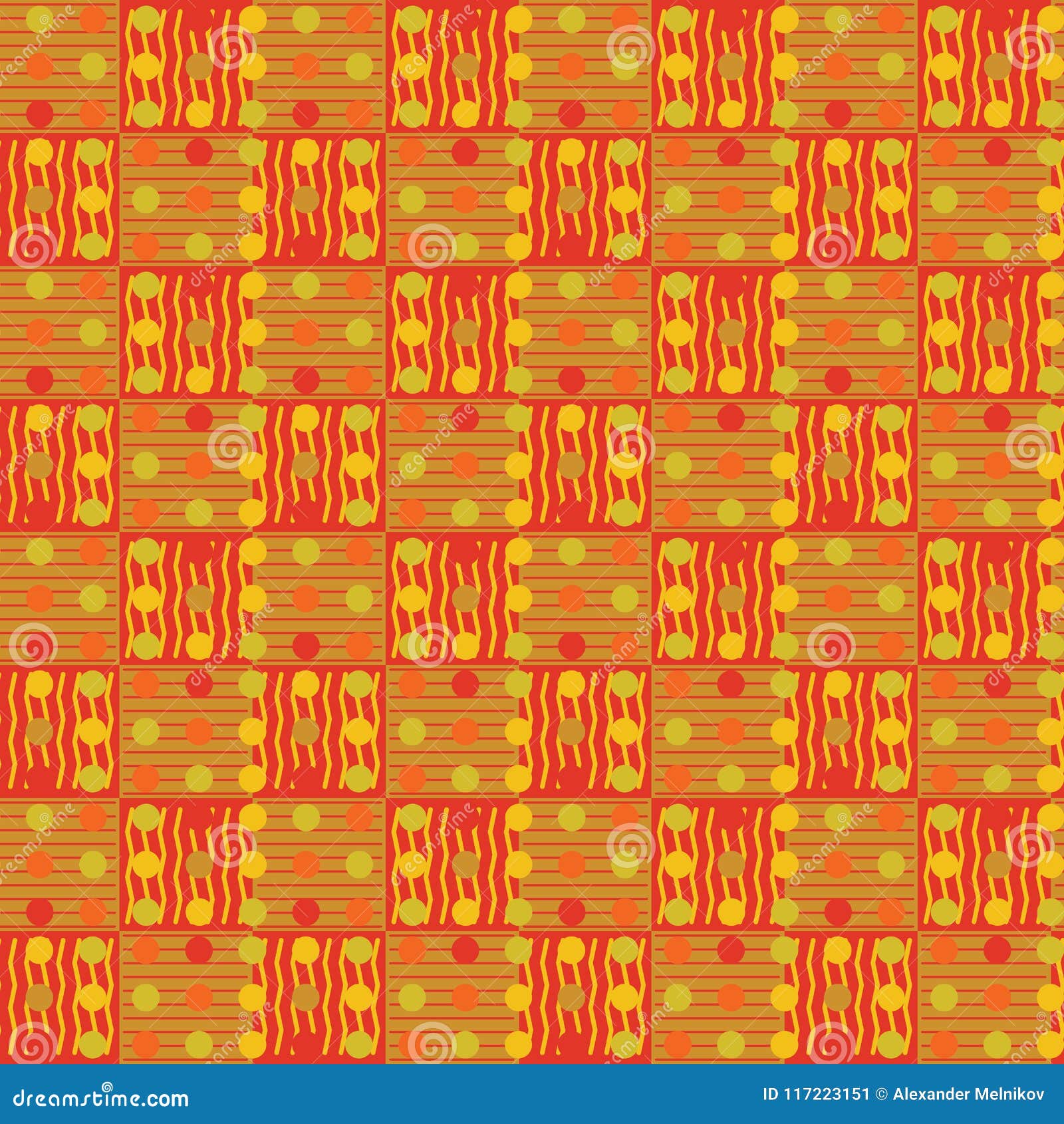 Abstract Repeating Pattern of Multi-colored Lines, Squares and C Stock ...