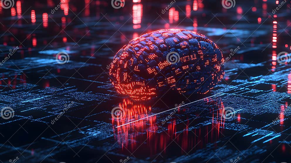 An Abstract Representation of AI As a Glowing Futuristic Brain Stock Illustration - Illustration ...