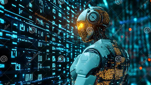 An Abstract Representation of AI As a Glowing Robot Stock Illustration - Illustration of ...