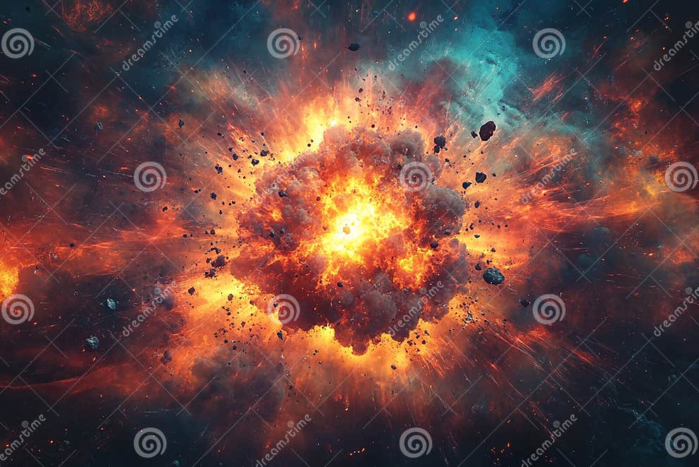 Abstract Representation of an Atomic Explosion in Vivid Colors Stock ...