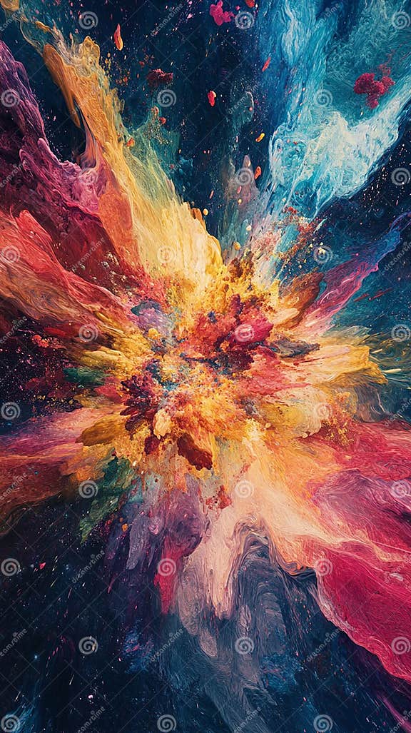 Abstract Representation of an Atomic Explosion in Vivid Colors Stock ...