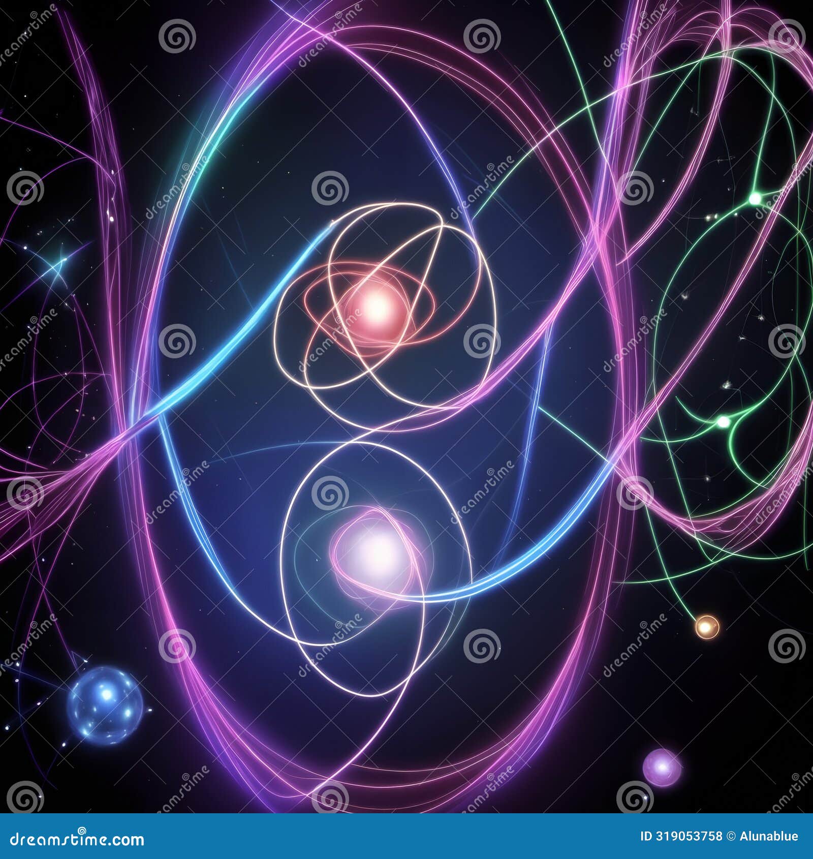 Quantum Particle Dynamics in Neon Energy Web Stock Illustration ...