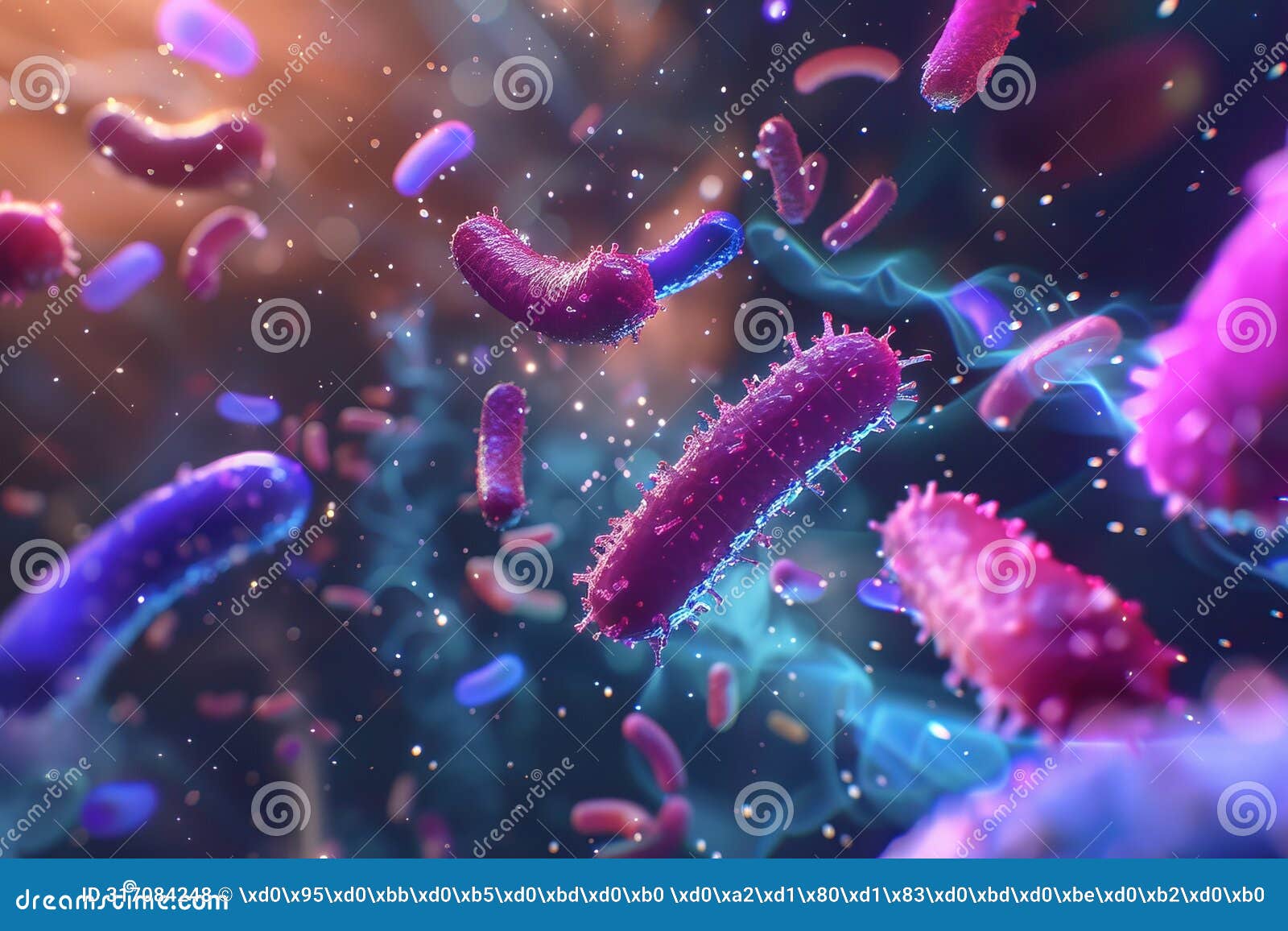 Abstract Representation of Bacilli Bacteria in a Dynamic, Flowing ...