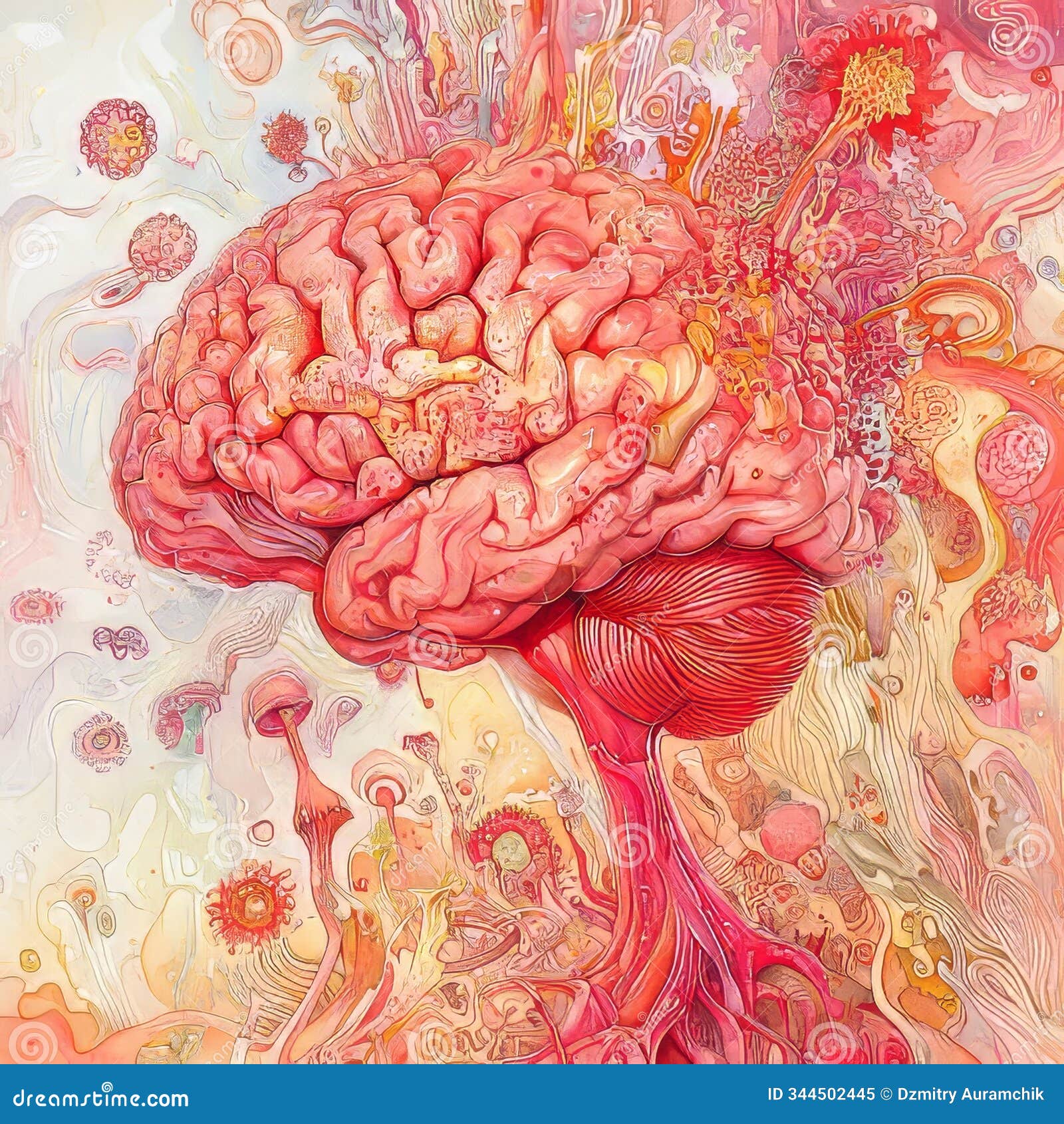 An Abstract Representation of a Brain, with Flowing Forms and Vibrant ...