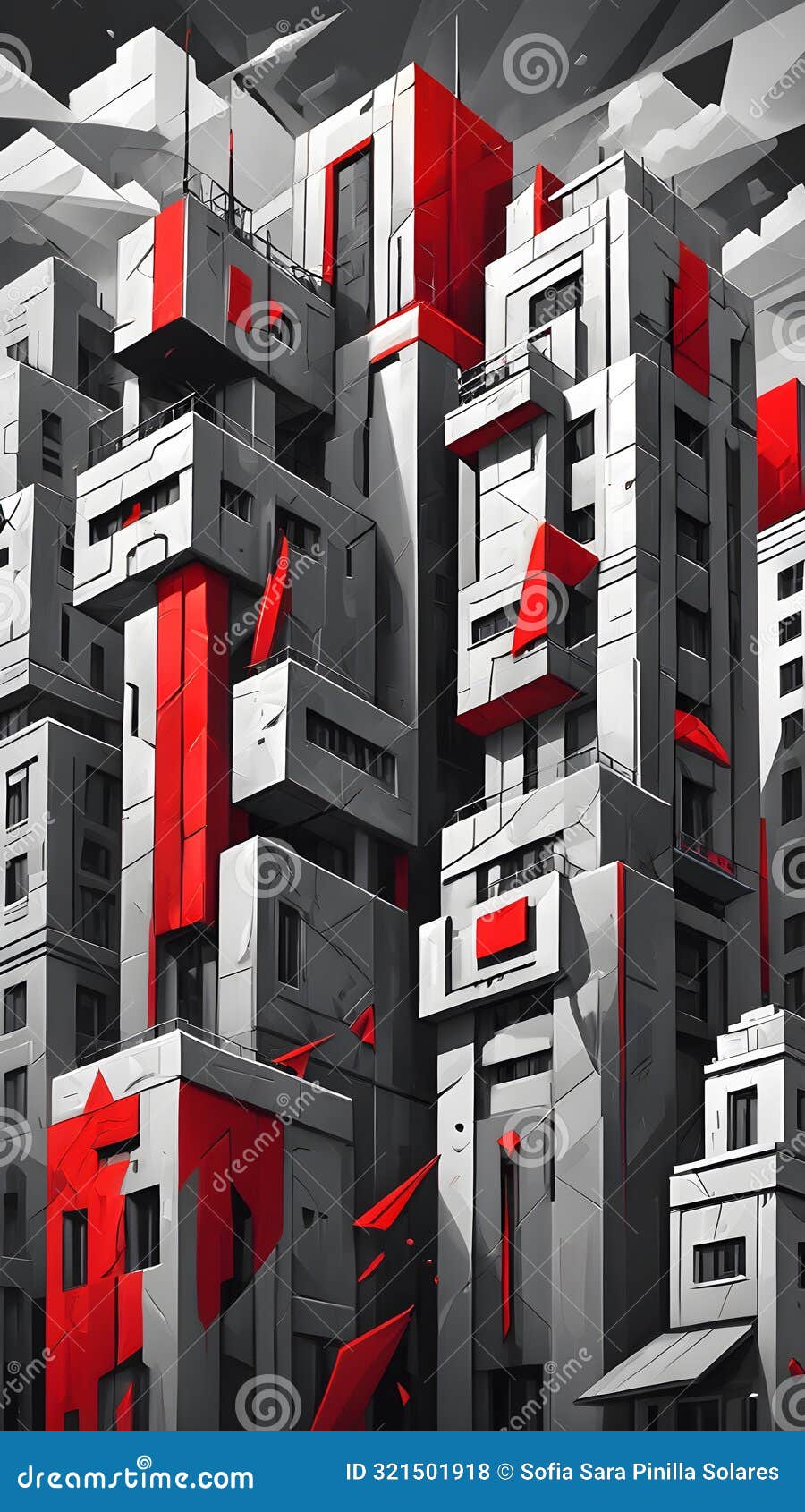 Abstract Representation of the Buildings of a War Zone, Cubist Style ...