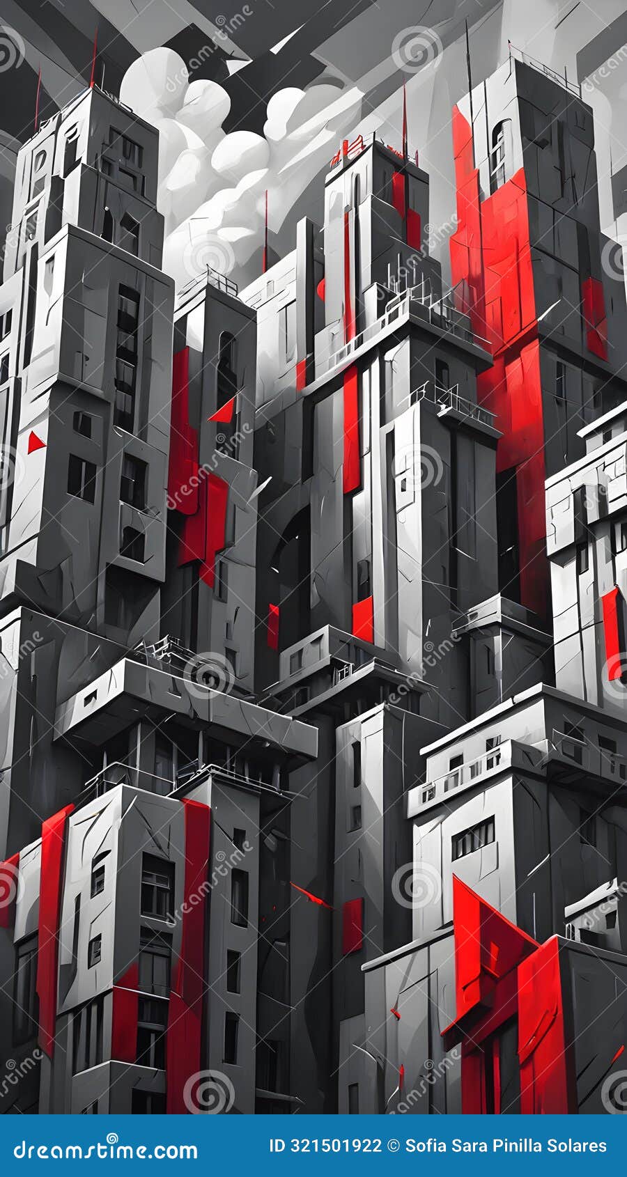 Abstract Representation of the Buildings of a War Zone, Cubist Style ...