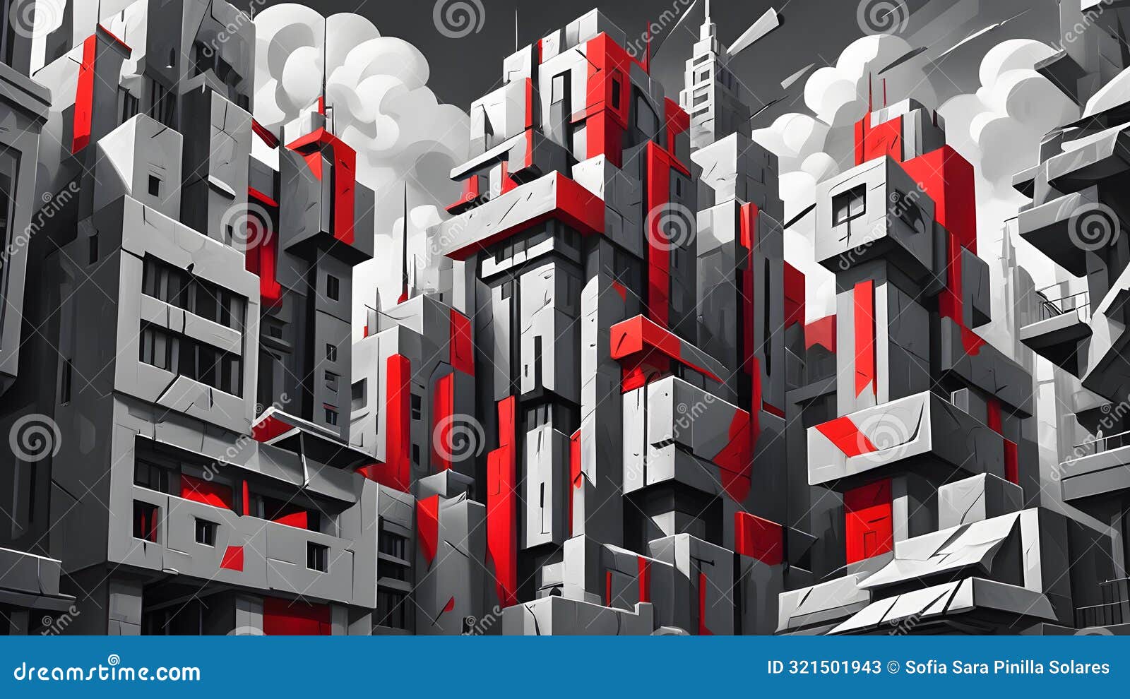 Abstract Representation of the Buildings of a War Zone, Cubist Style ...