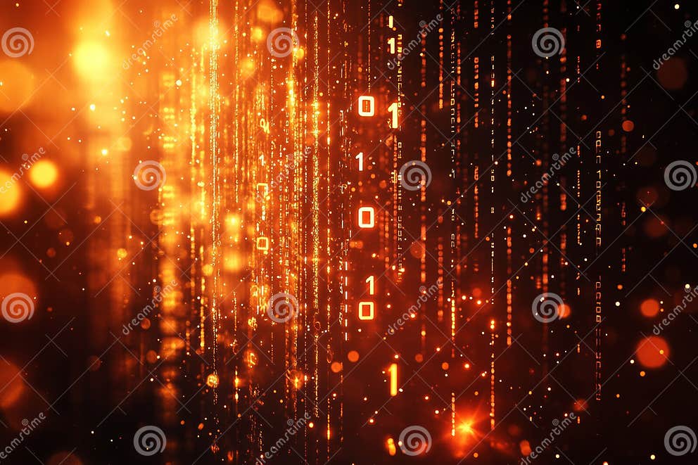Cascading Binary Numbers in a Vibrant Abstract Composition Stock Illustration - Illustration of ...