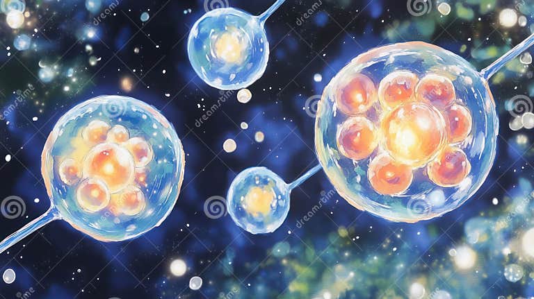 Abstract Representation of Cells in a Cosmic Setting, Illustrating ...