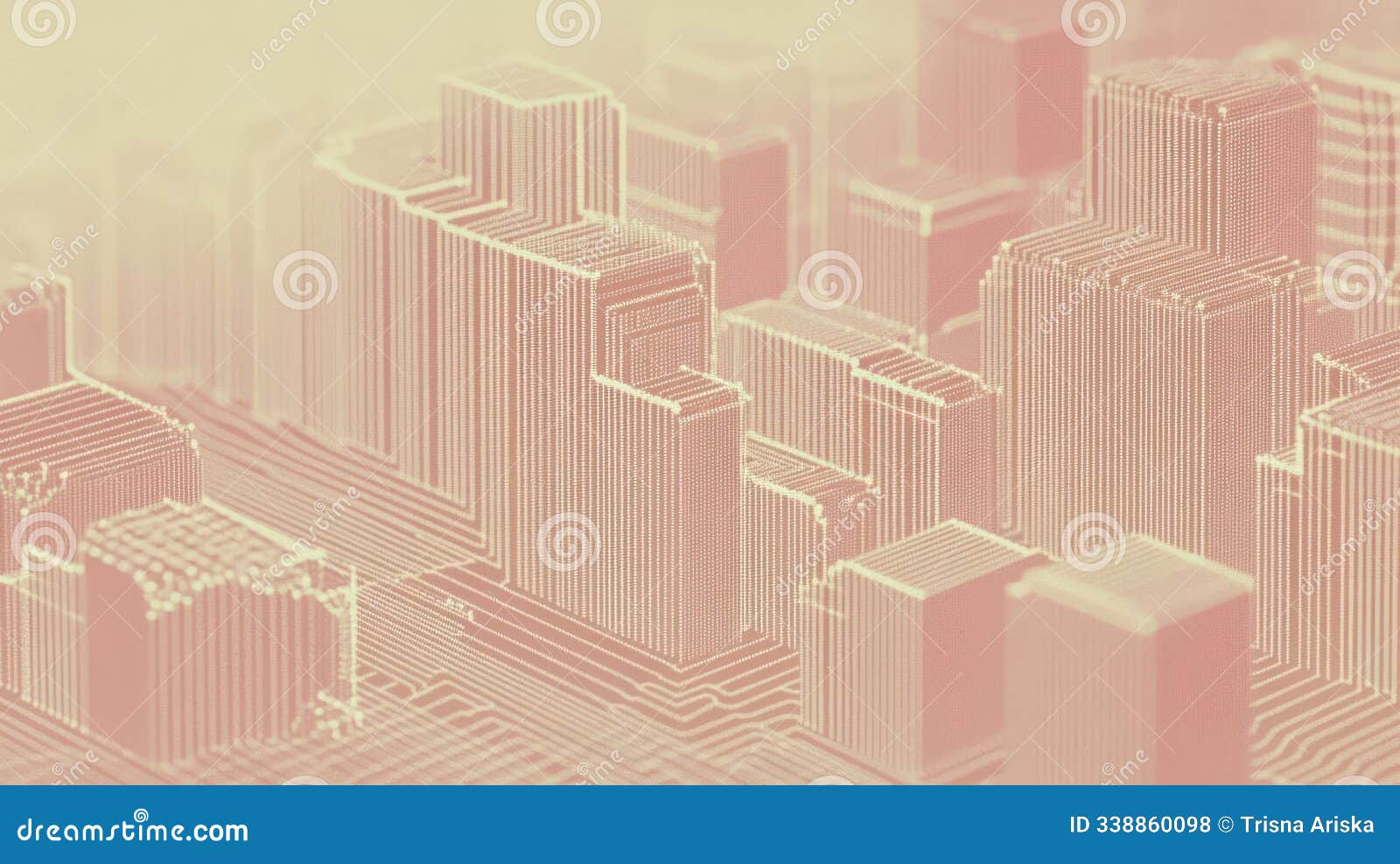 Abstract Representation of a City Skyline with Digital Elements and a ...