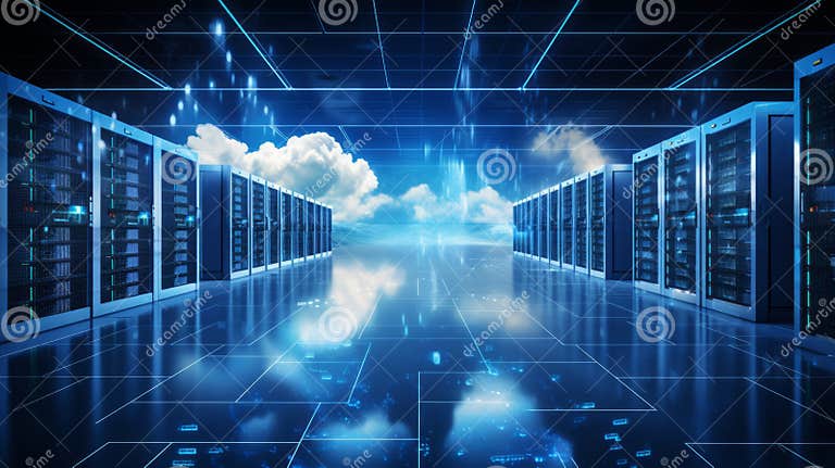 An Abstract Representation Of Cloud Computing Using Servers And Data Clouds To Demonstrate The