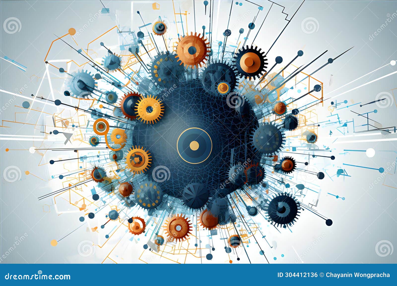 Abstracts Representation of Cogs Forming a Neural Network Illustrates ...
