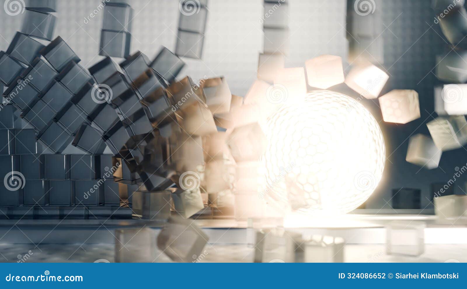 An Abstract Representation of a Cube Exploding with a Burst of Light ...