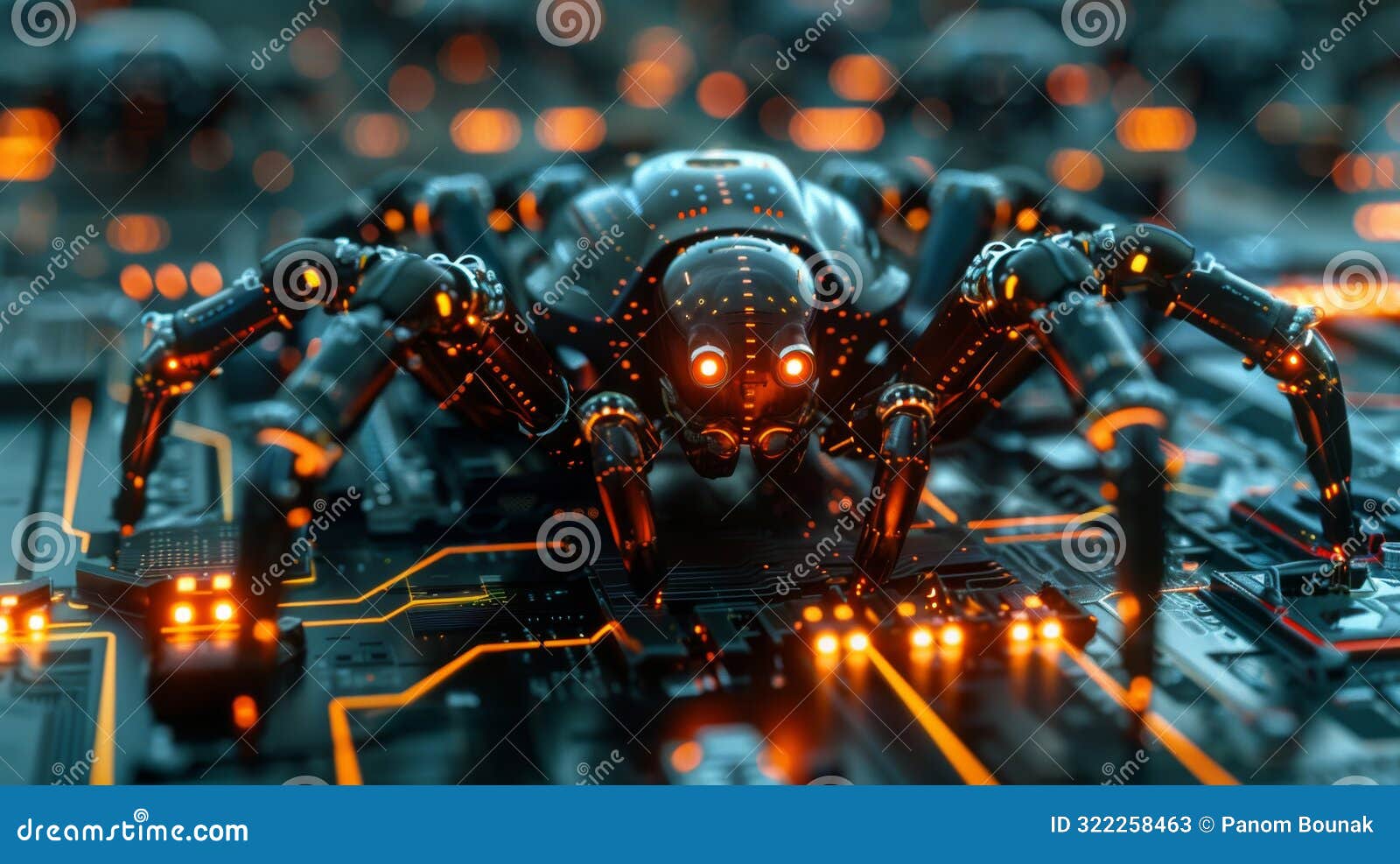 Abstract Representation Cyber Attack of Spider Robot Virus in a Digital ...