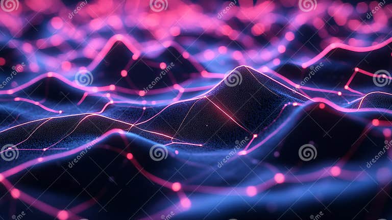 Abstract Representation of Dark Blue and Pink Wave Patterns with ...