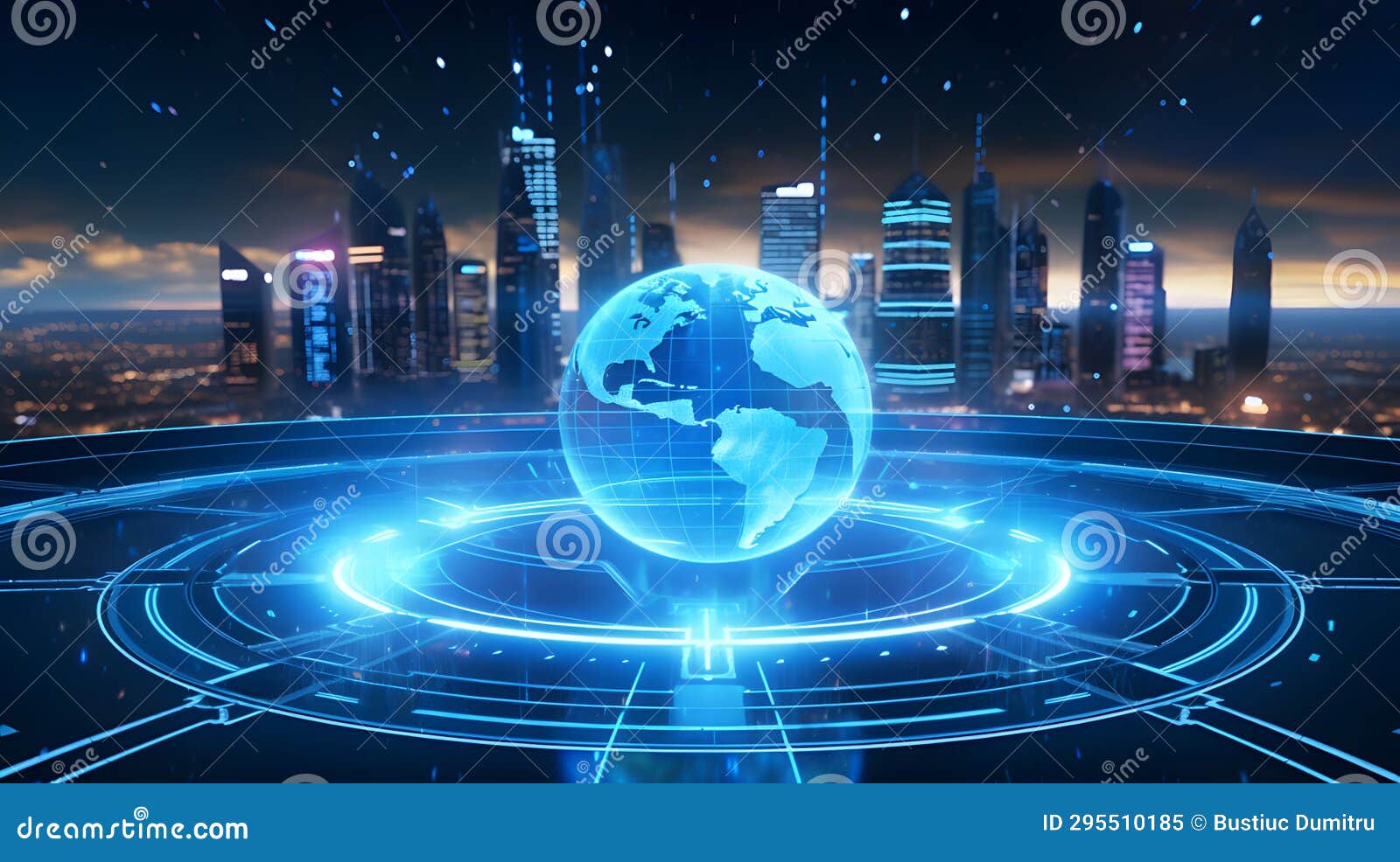 Abstract Representation of Data and Connection Paths, Networks on Globe ...