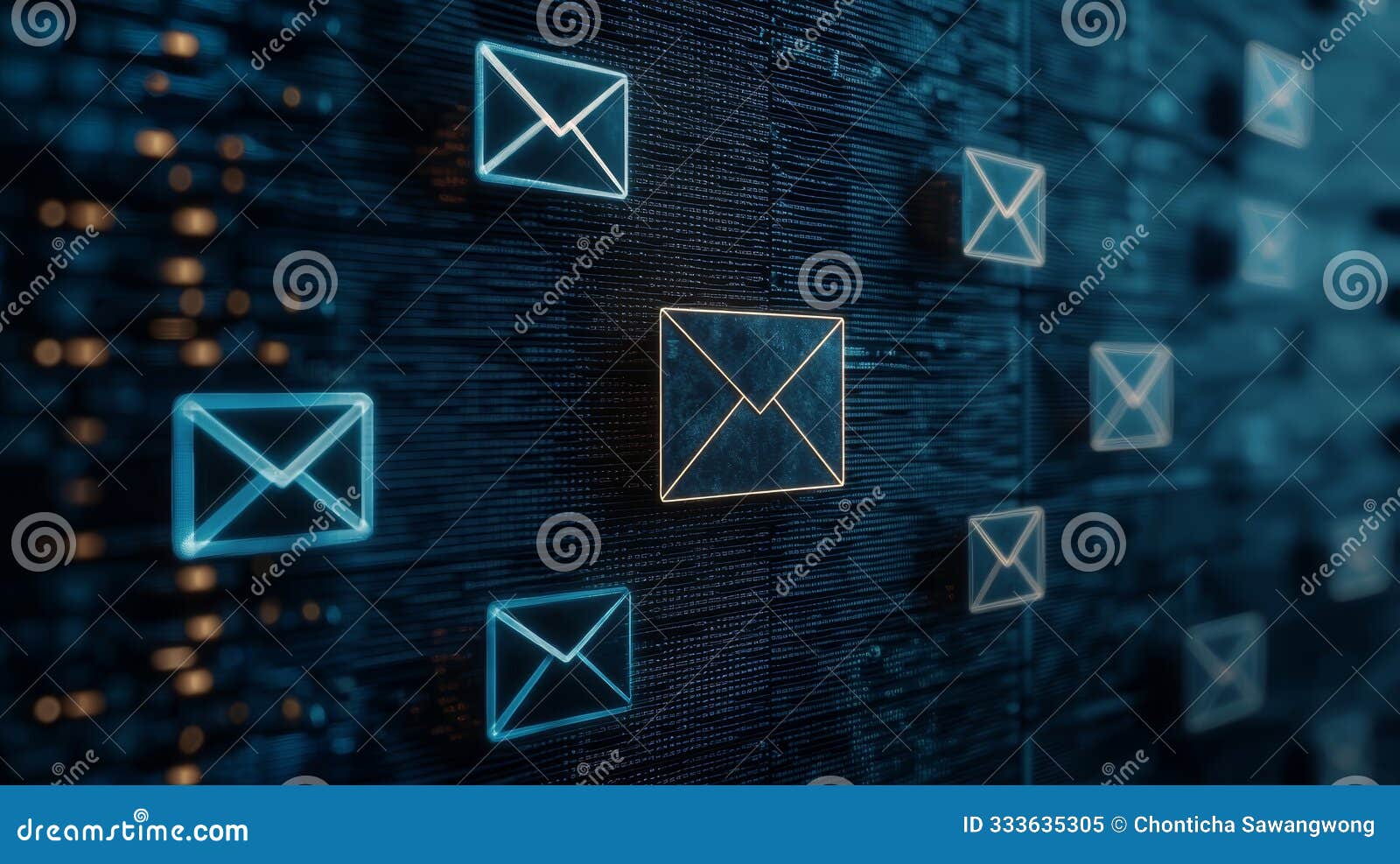 Abstract Representation of Digital Communication with Glowing Email ...