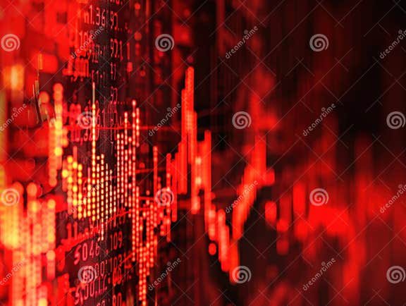 Abstract Representation of Digital Data in Red Tones with Glowing ...