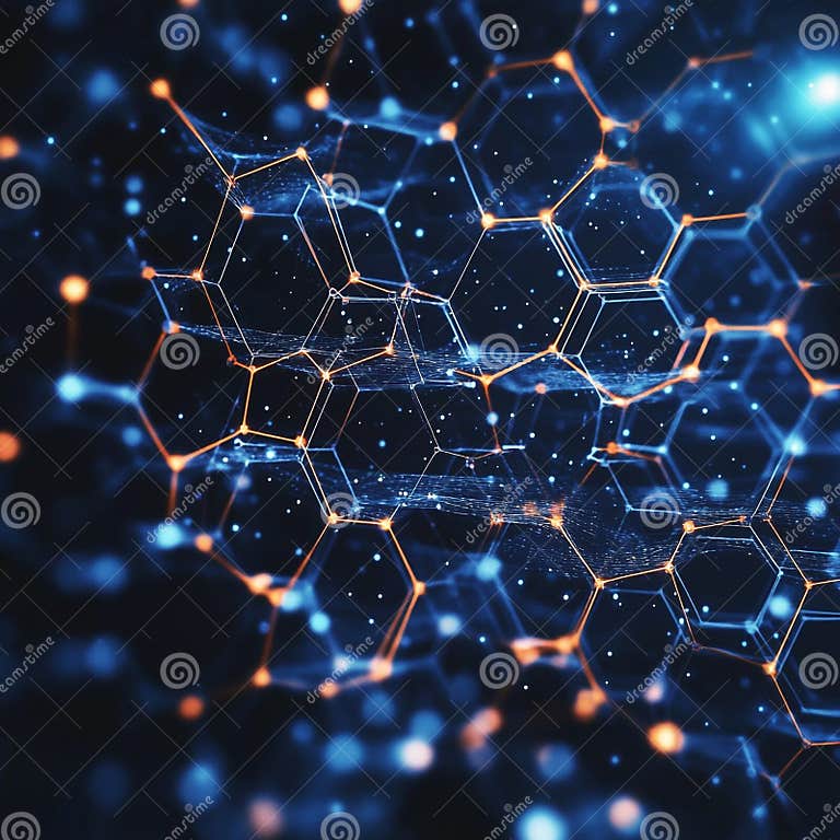 Abstract Representation of a Digital Hexagonal Network with Glowing ...