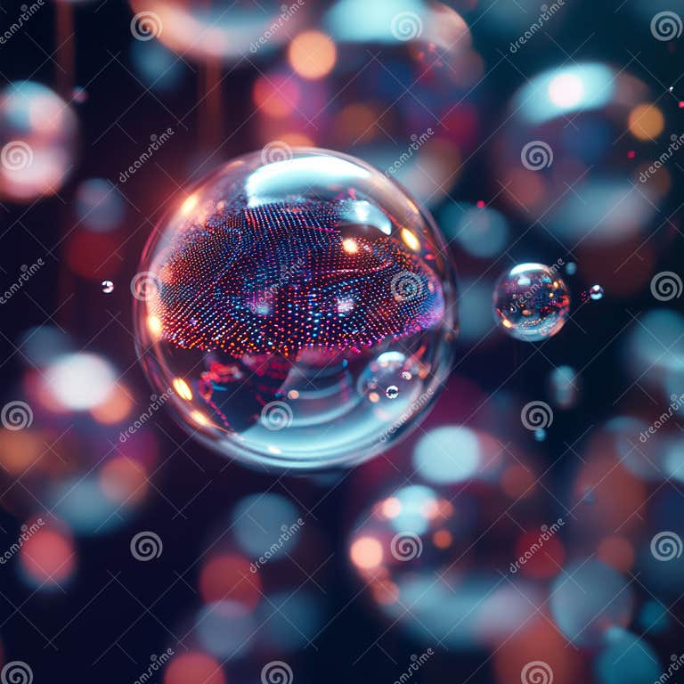 Abstract Representation of Digital Network within Bubbles on Vibrant ...