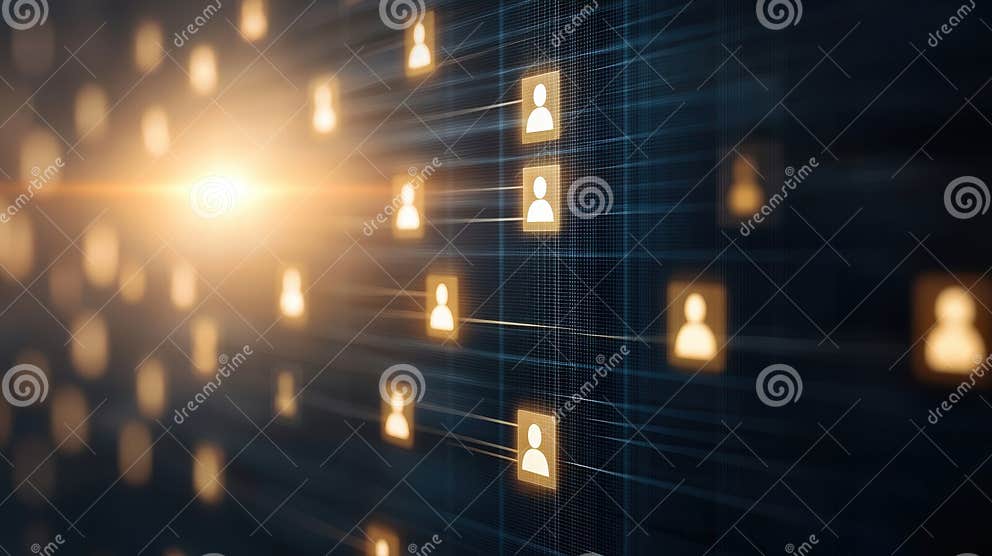 Abstract Representation of Digital Network with User Icons in a Matrix ...