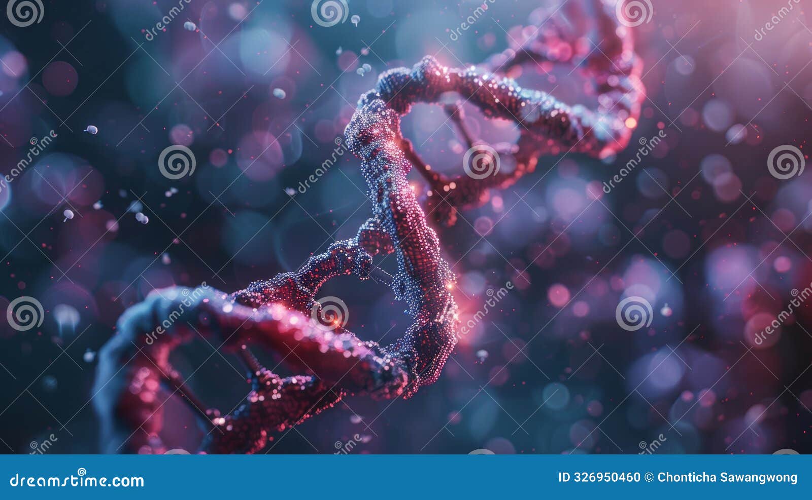Abstract Representation of DNA, a Double Helix Structure, Glowing with ...